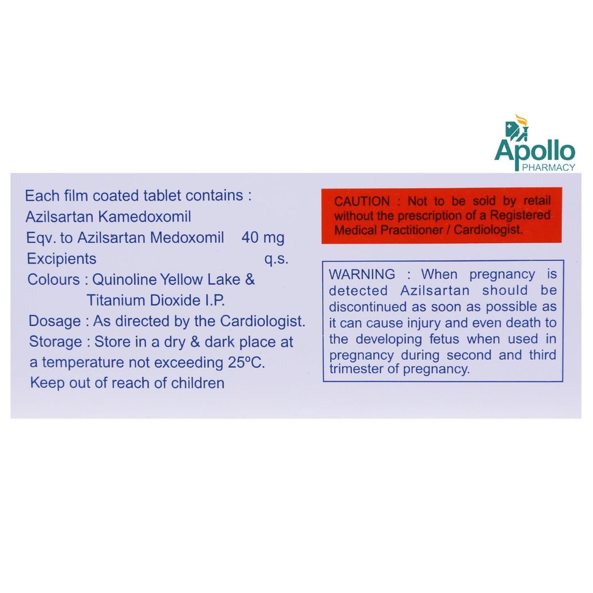 Azildac 40 Tablet 10's Price, Uses, Side Effects, Composition - Apollo ...