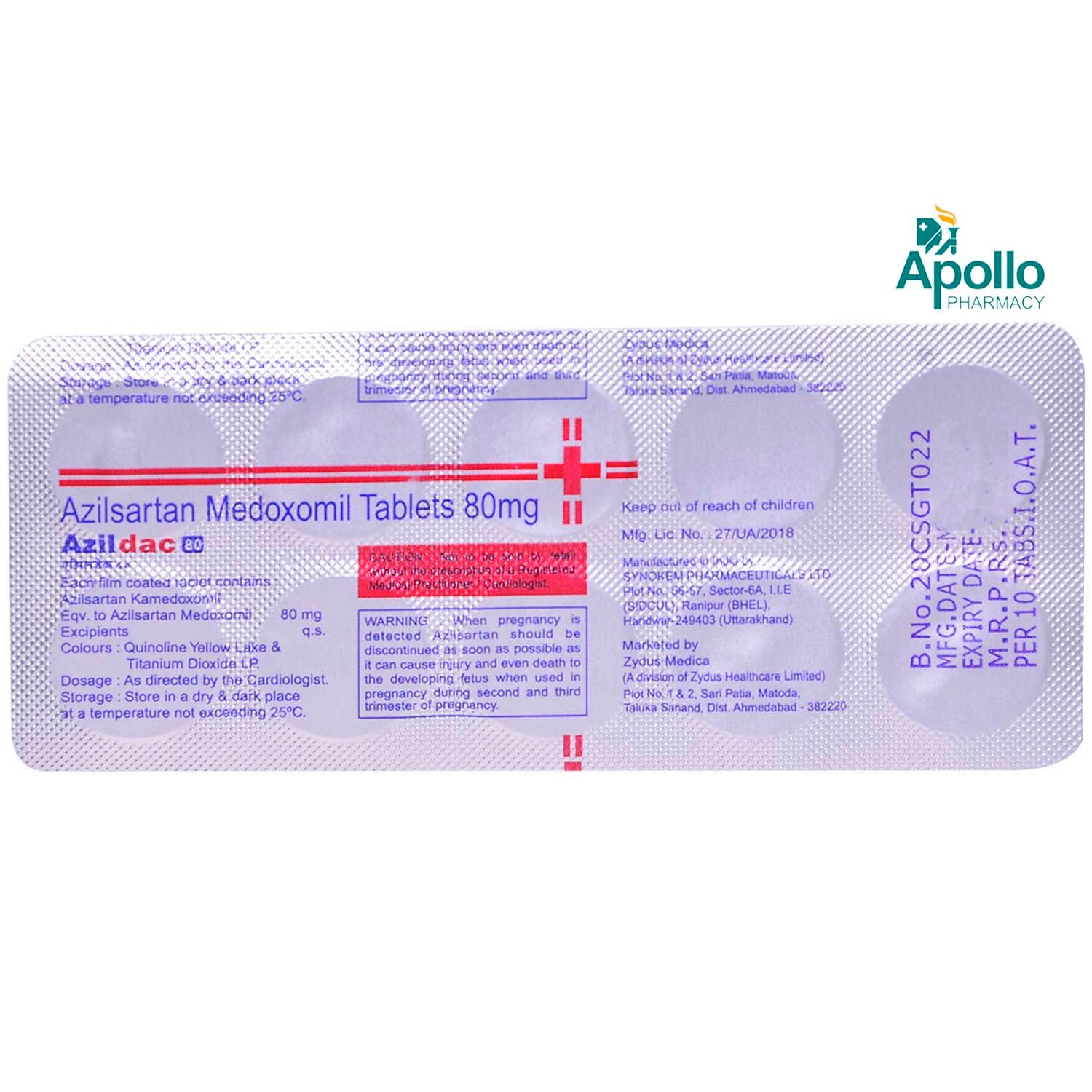 AZILDAC 80MG TABLET 10'S Price, Uses, Side Effects, Composition ...