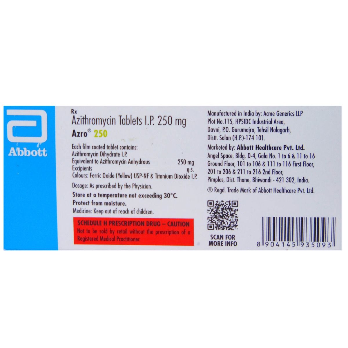 Azro 250 mg Tablet 6's Price, Uses, Side Effects, Composition - Apollo ...