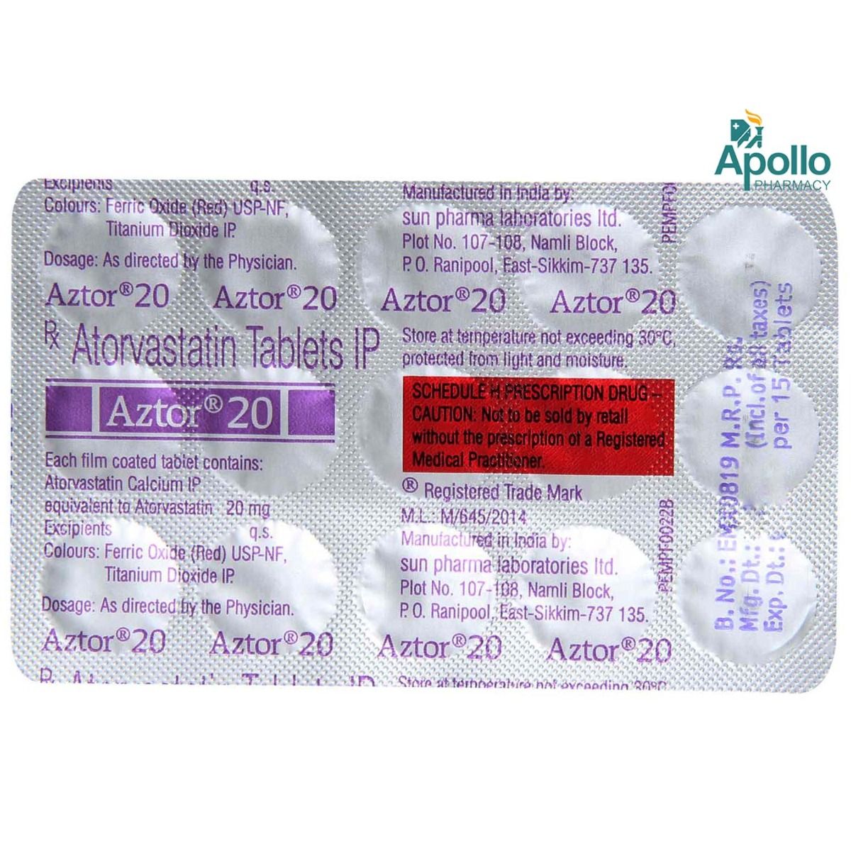 Aztor 20 Tablet 15's Price, Uses, Side Effects, Composition - Apollo ...