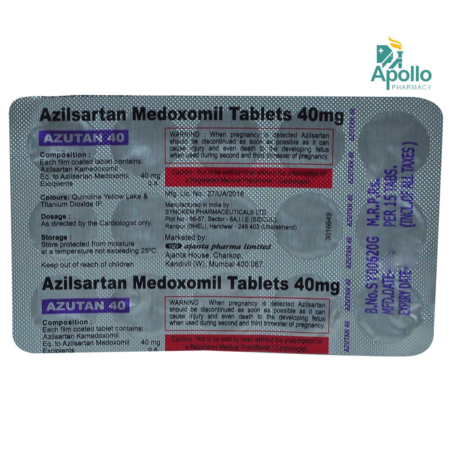 Azutan 40 Tablet 15's Price, Uses, Side Effects, Composition - Apollo ...