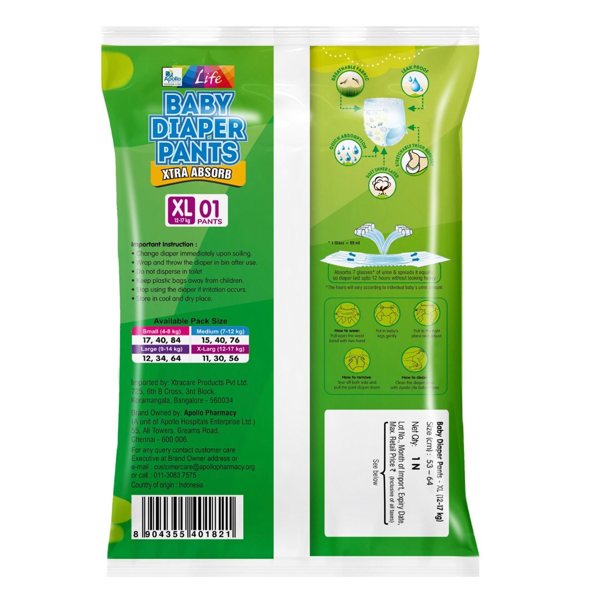 Apollo Life Baby Diaper Pants XL, 1 Count Price, Uses, Side Effects ...