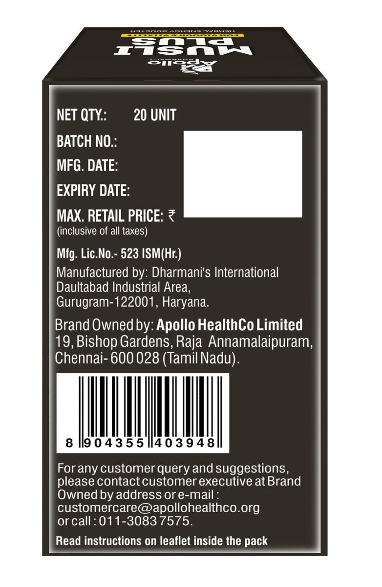 Apollo Pharmacy Musli Plus, 20 Capsules Price, Uses, Side Effects ...