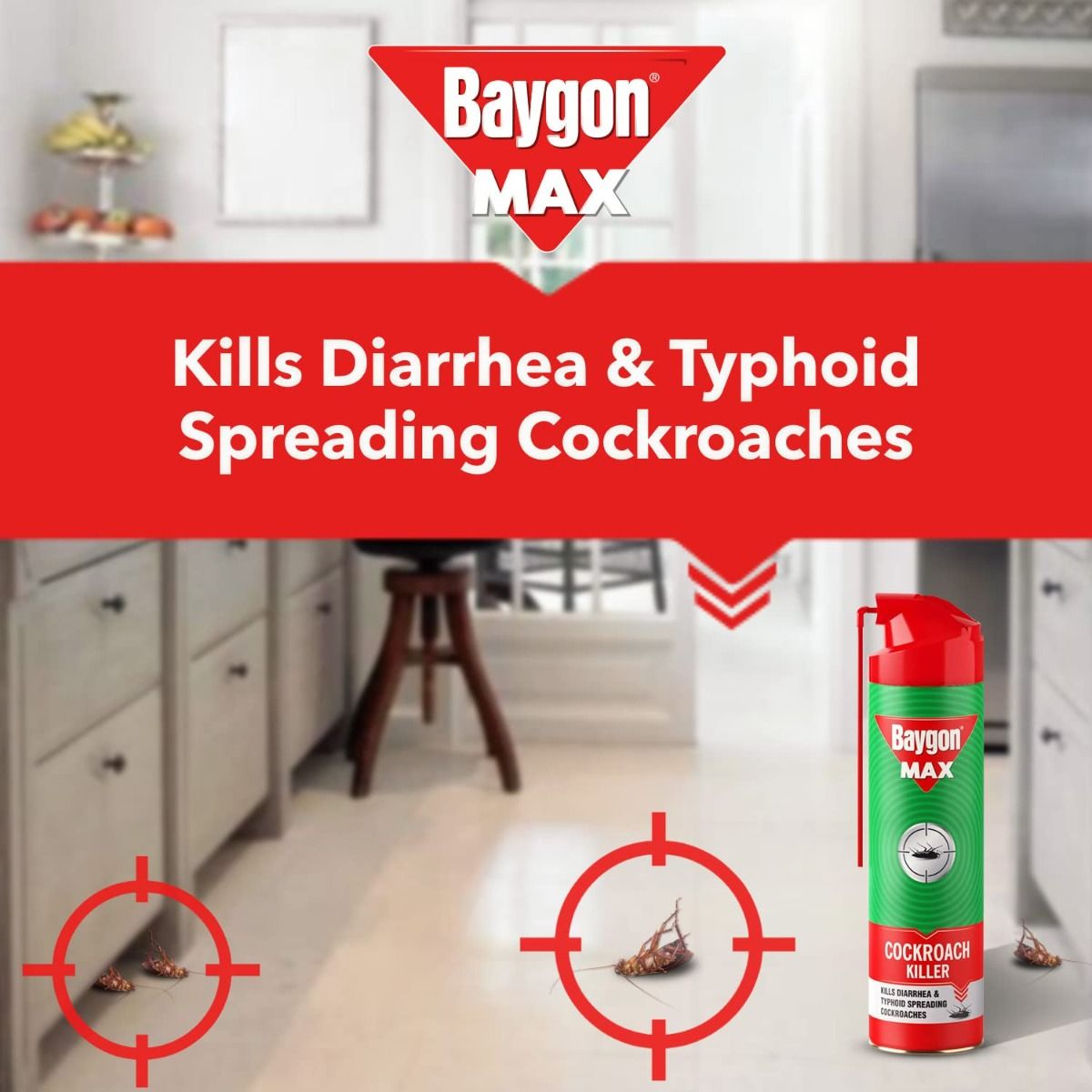 Baygon Max Cockroach Killer Spray, 400 ml Price, Uses, Side Effects ...