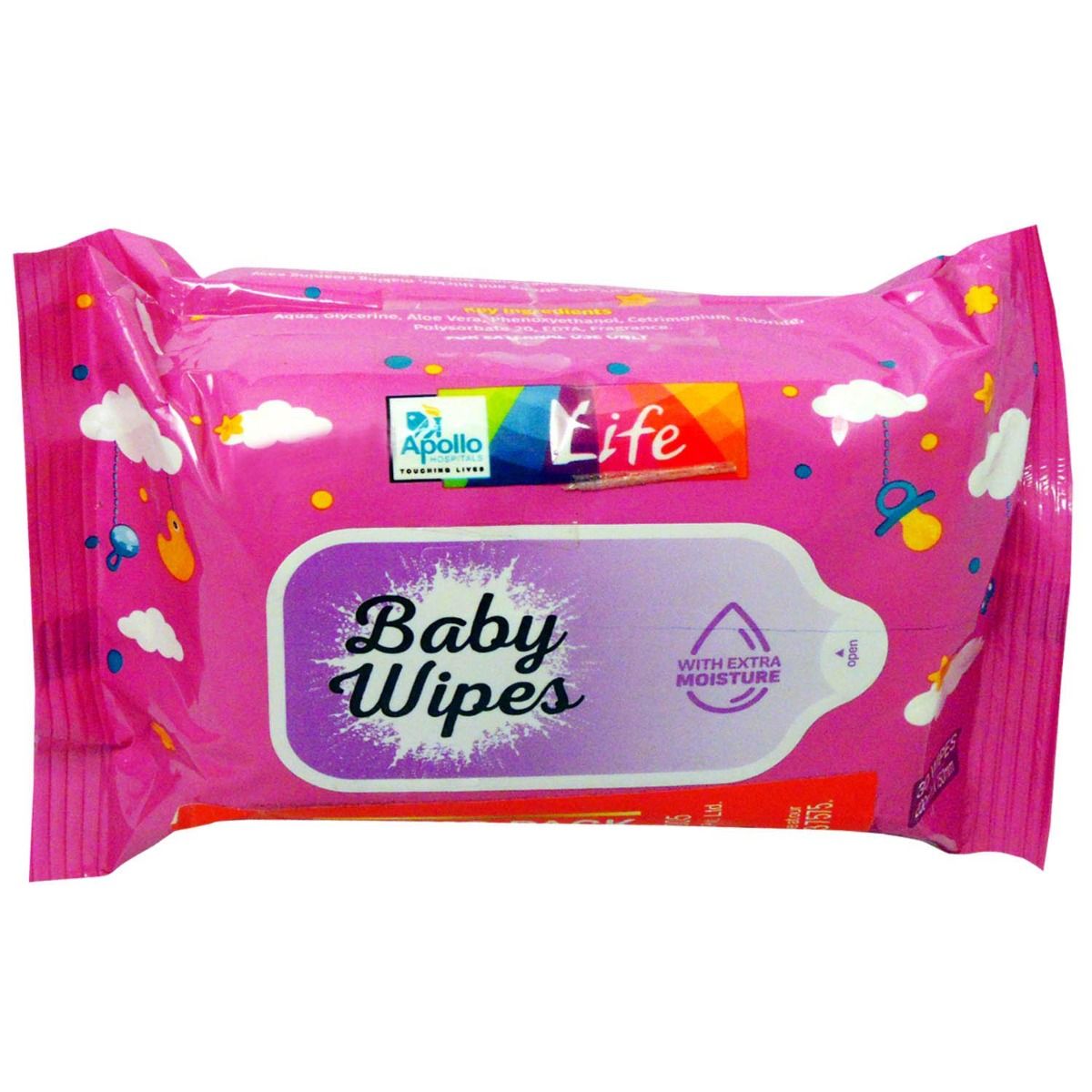 Apollo Pharmacy Biodegradable & Flushable Baby Wipes, 10 Count Price ...