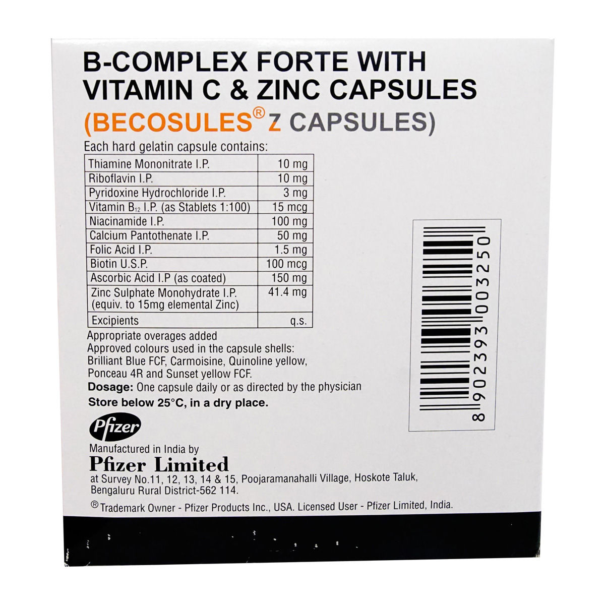 Becosules Z Capsule 20's Price, Uses, Side Effects, Composition - Apollo Pharmacy