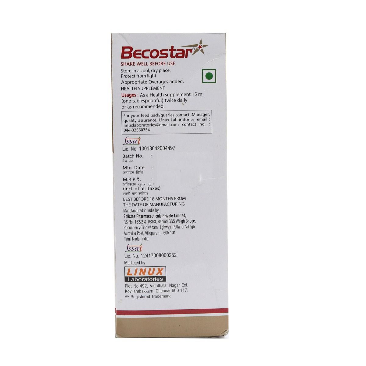 Becostar Syrup 200 ml Price, Uses, Side Effects, Composition - Apollo ...