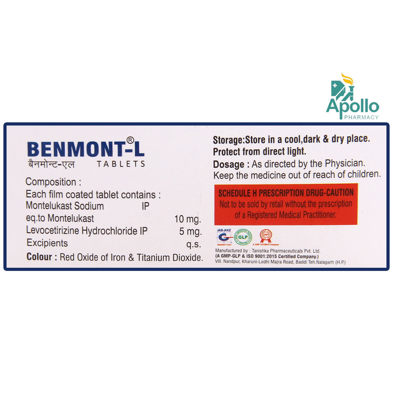 Benmont L Tablet 10's Price, Uses, Side Effects, Composition - Apollo ...