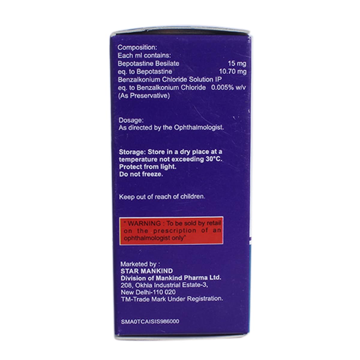 Bepofree 1.5%W/V Eye Drops 5ml Price, Uses, Side Effects, Composition ...