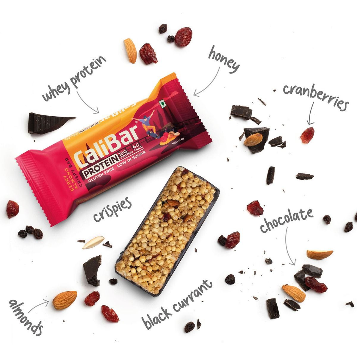 Calibar Protein Berry Almond Crispy Bar, 40 gm Price, Uses, Side ...