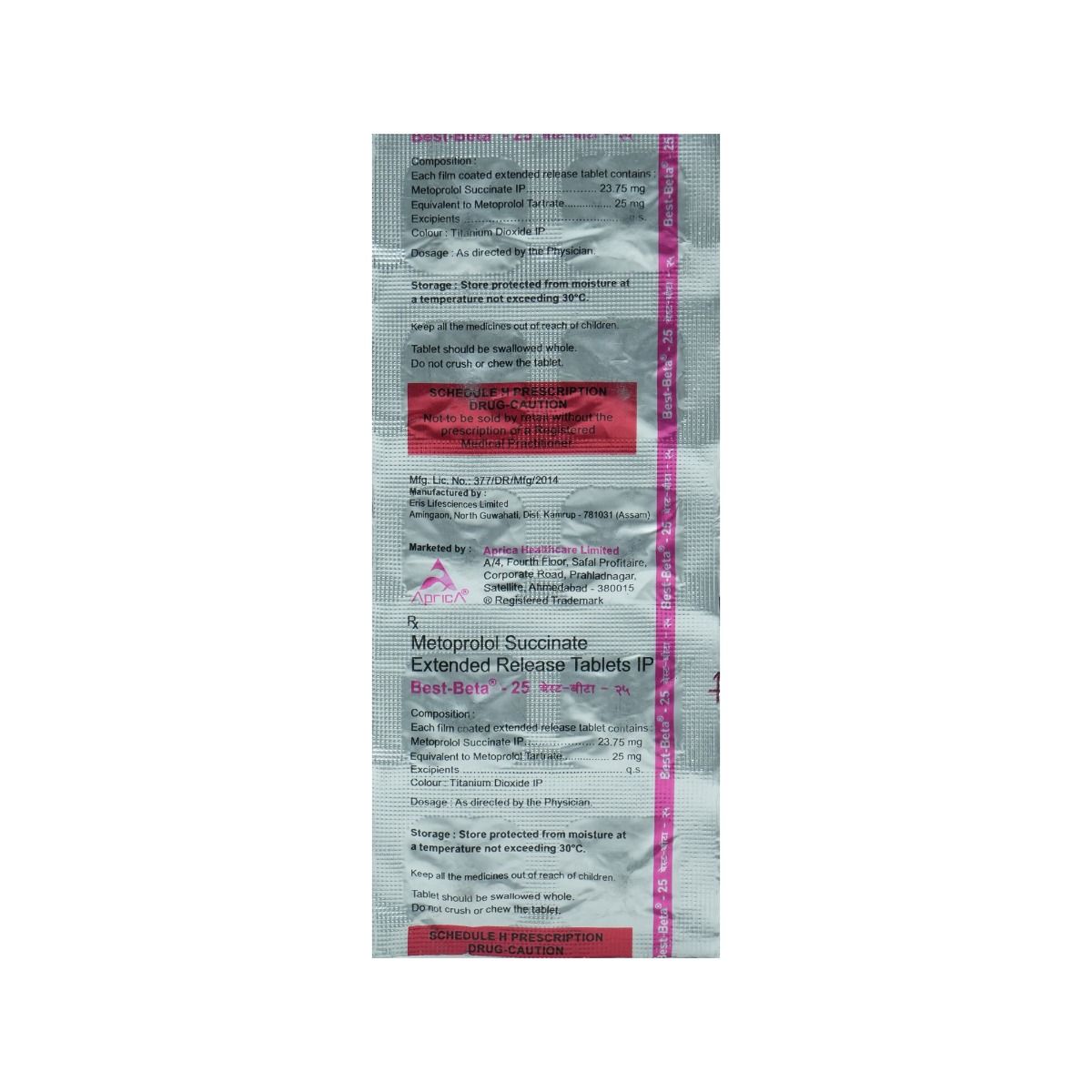 Best Beta 25mg Tablet 10's Price, Uses, Side Effects, Composition ...