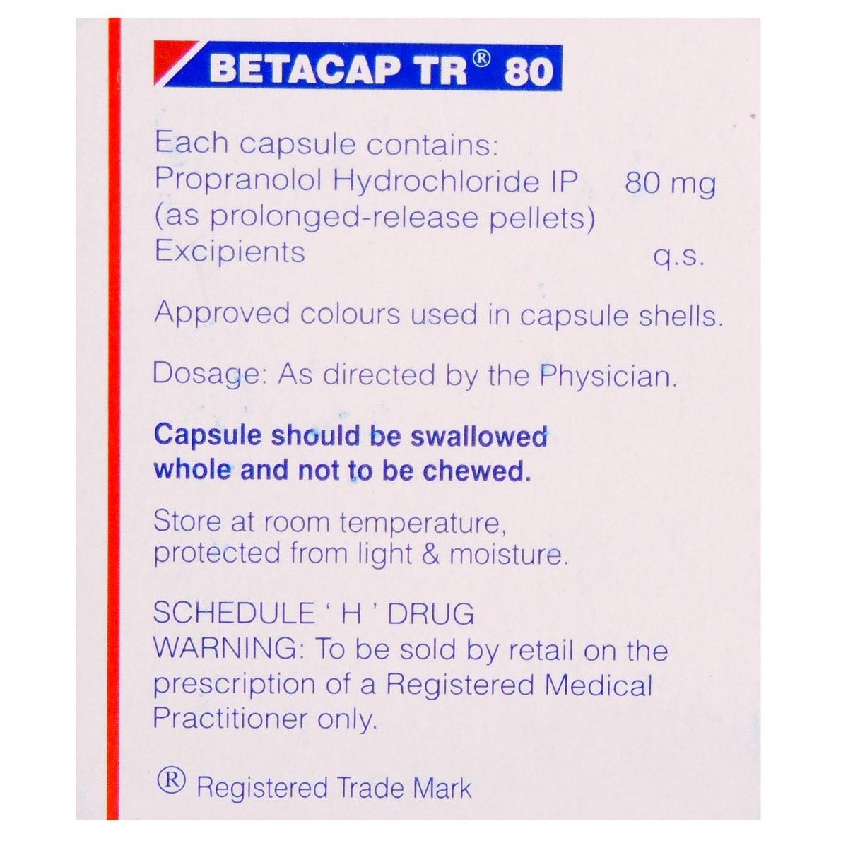 Betacap TR 80 Capsule 10's Price, Uses, Side Effects, Composition ...