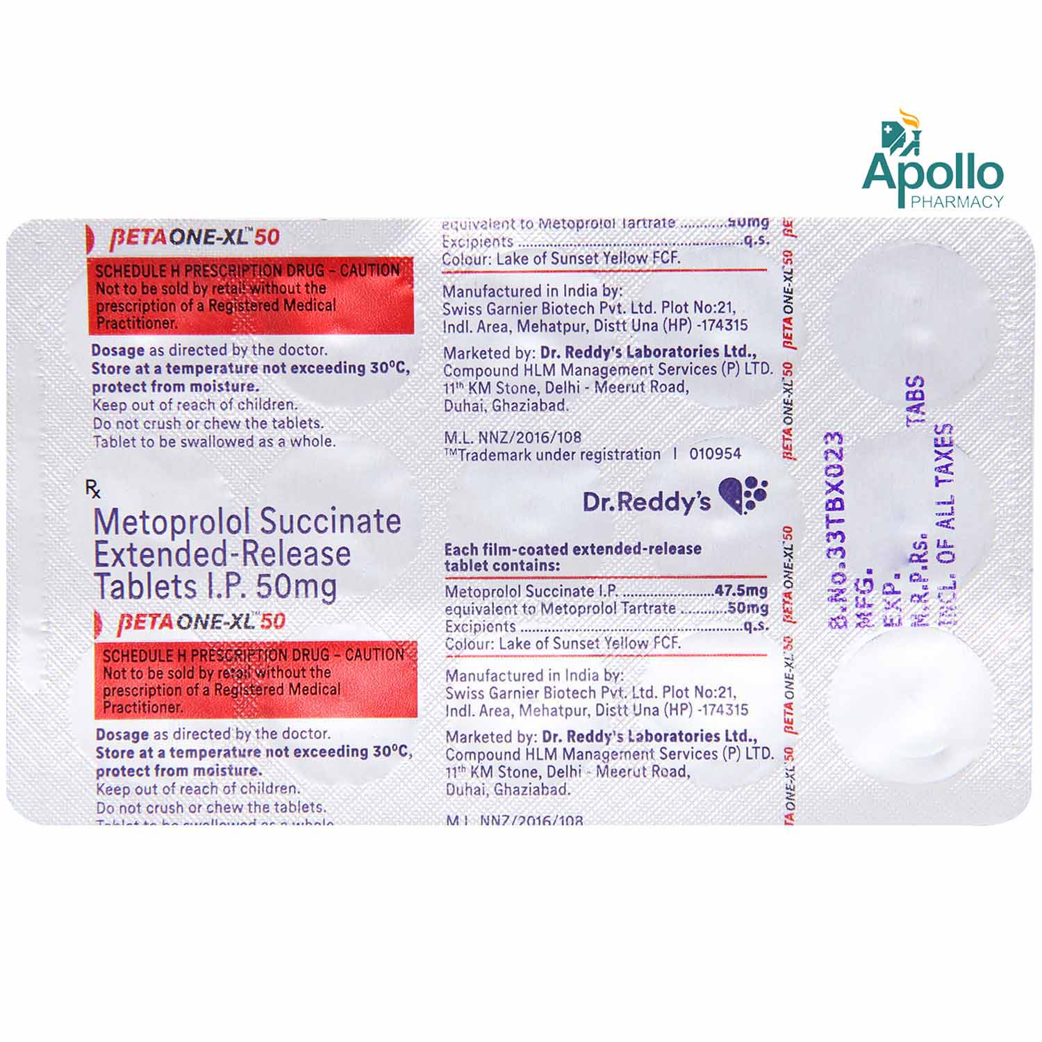 BETAONE XL 50MG TABLET Price, Uses, Side Effects, Composition - Apollo ...