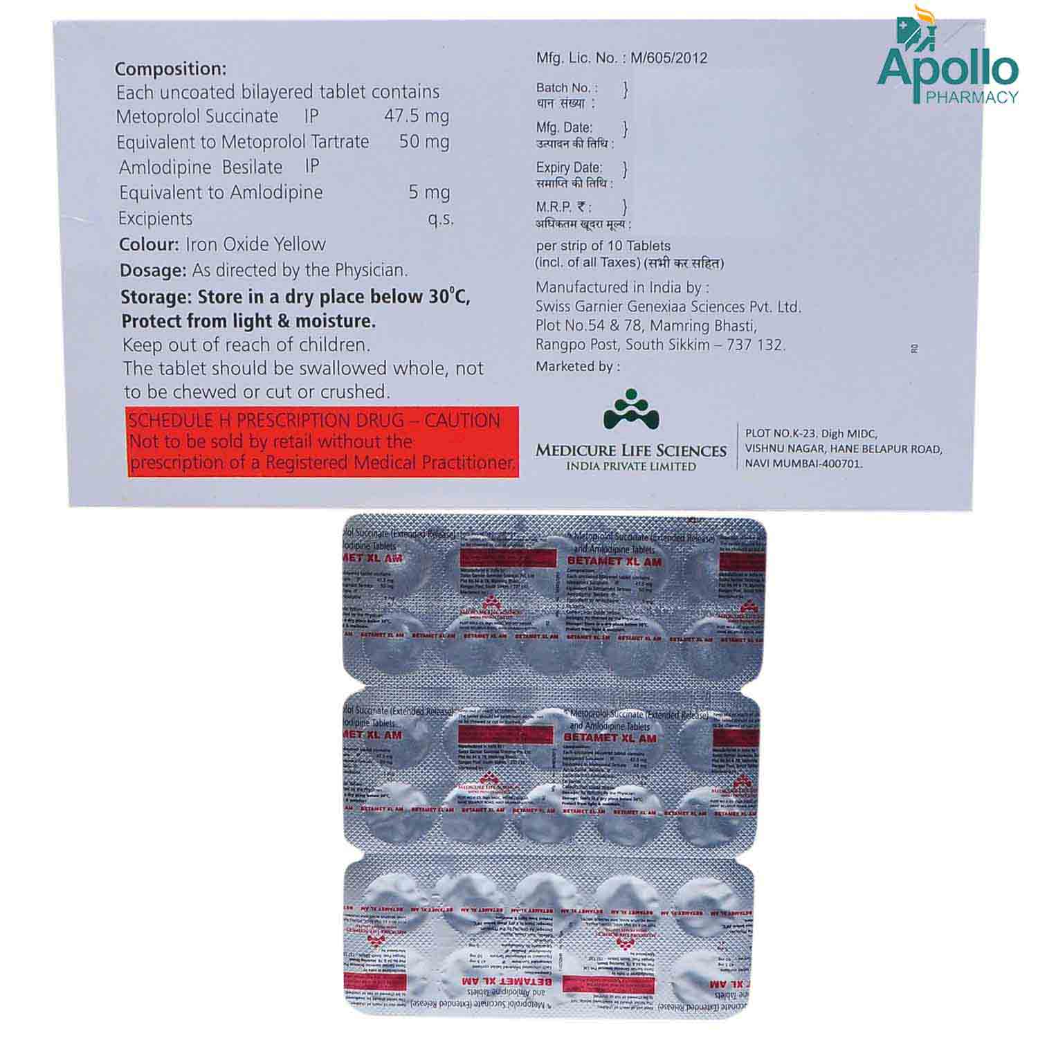 Betamet XL AM Tablet 10's Price, Uses, Side Effects, Composition ...