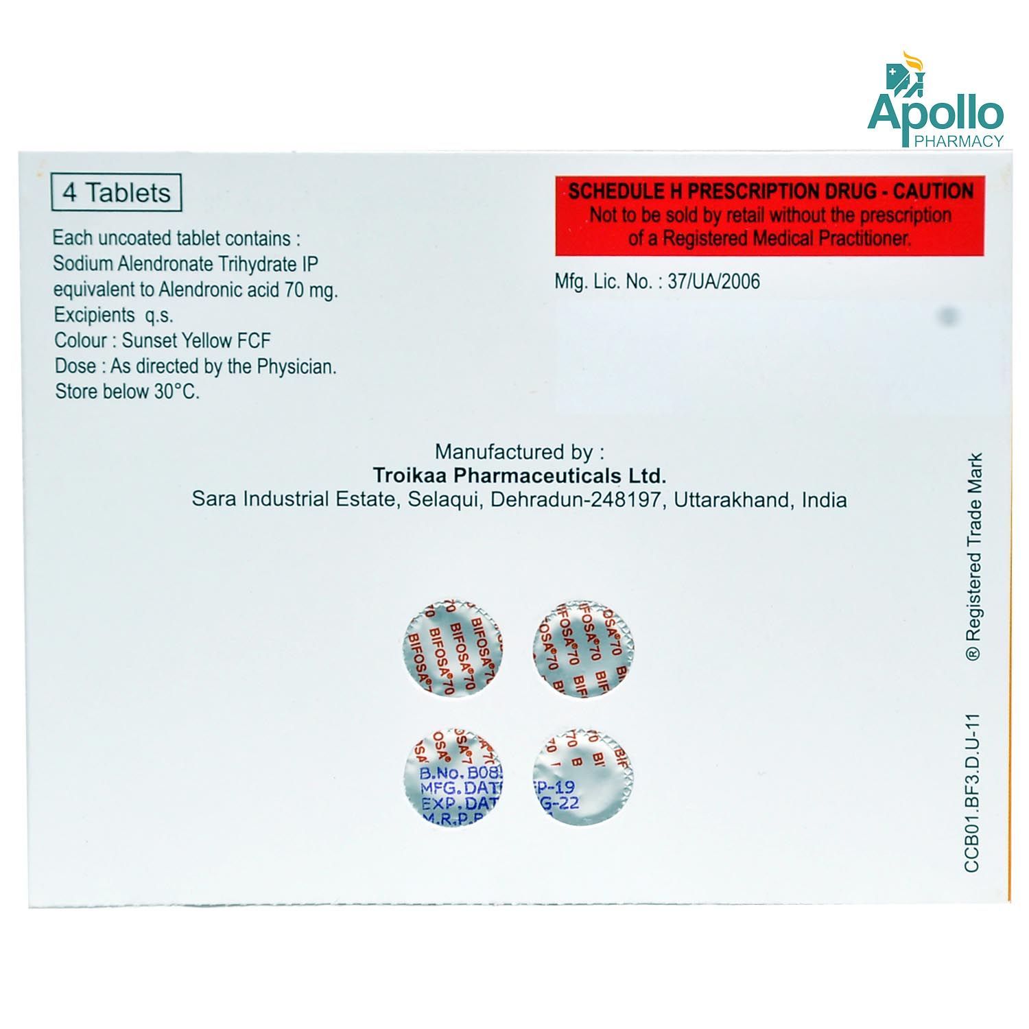 BIFOSA 70MG TABLET Price, Uses, Side Effects, Composition - Apollo Pharmacy