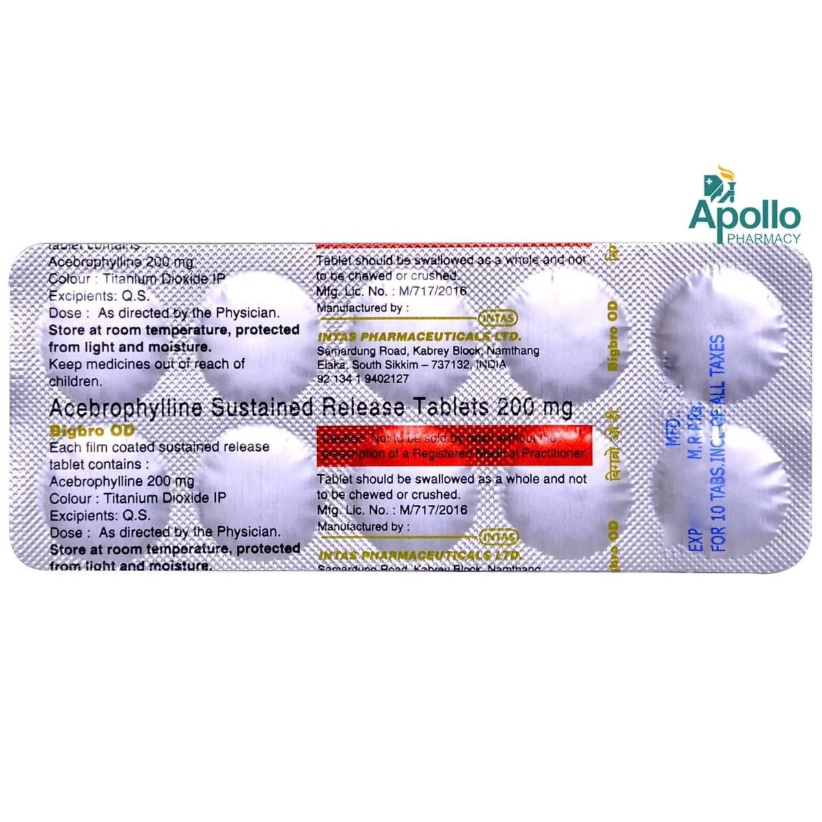 Bigbro OD Tablet 10's Price, Uses, Side Effects, Composition - Apollo ...