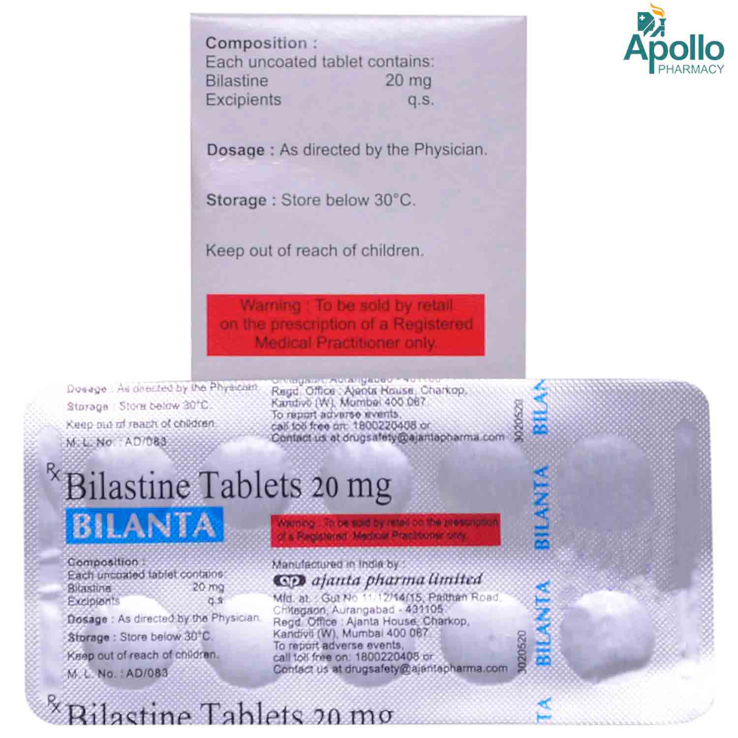 Bilanta 20 Tablet 10's Price, Uses, Side Effects, Composition - Apollo ...