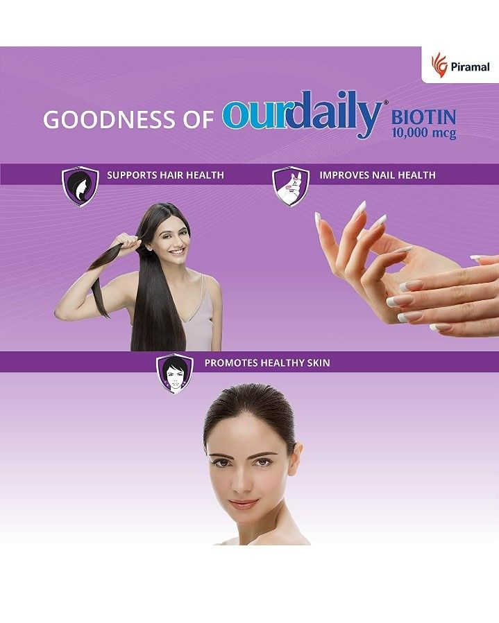 Ourdaily Biotin 10,000 mcg, 60 Tablets Price, Uses, Side Effects ...