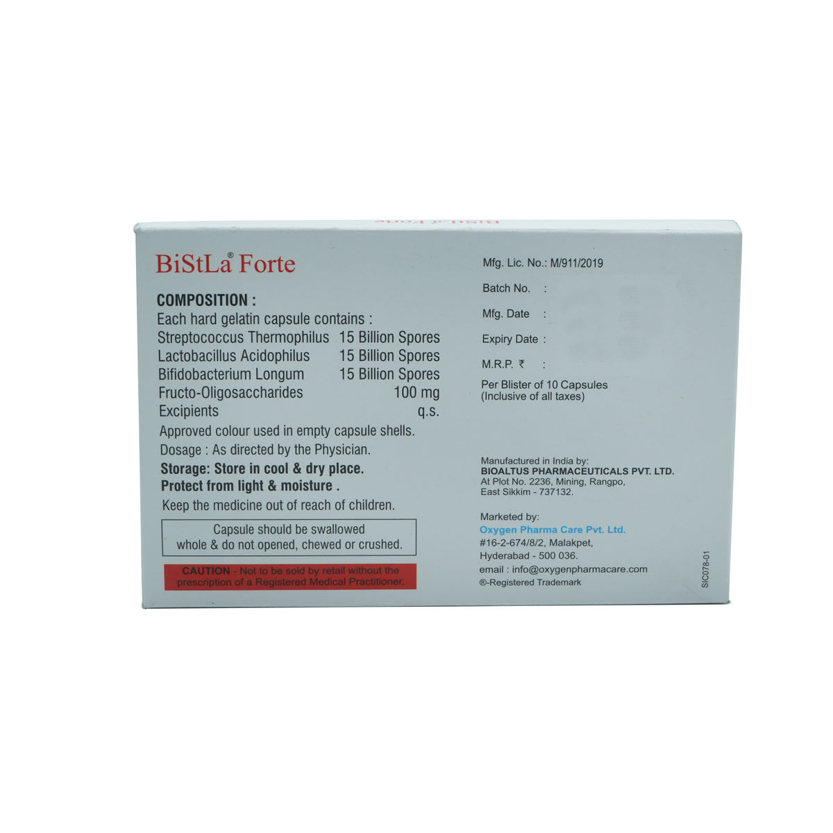 BISTLA FORTE CAPSULES 10'S Price, Uses, Side Effects, Composition ...