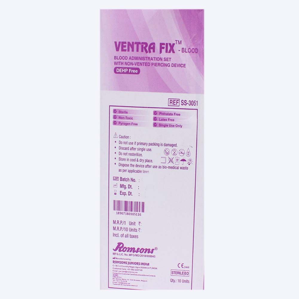 Romson Blood Set Ventrafix Price, Uses, Side Effects, Composition ...