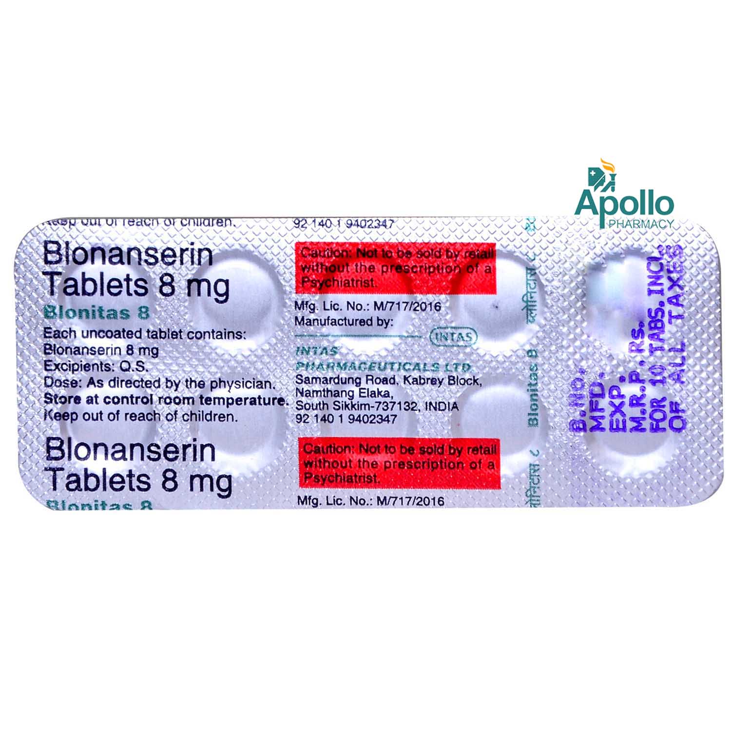 Blonitas 8 Tablet 10's Price, Uses, Side Effects, Composition - Apollo ...