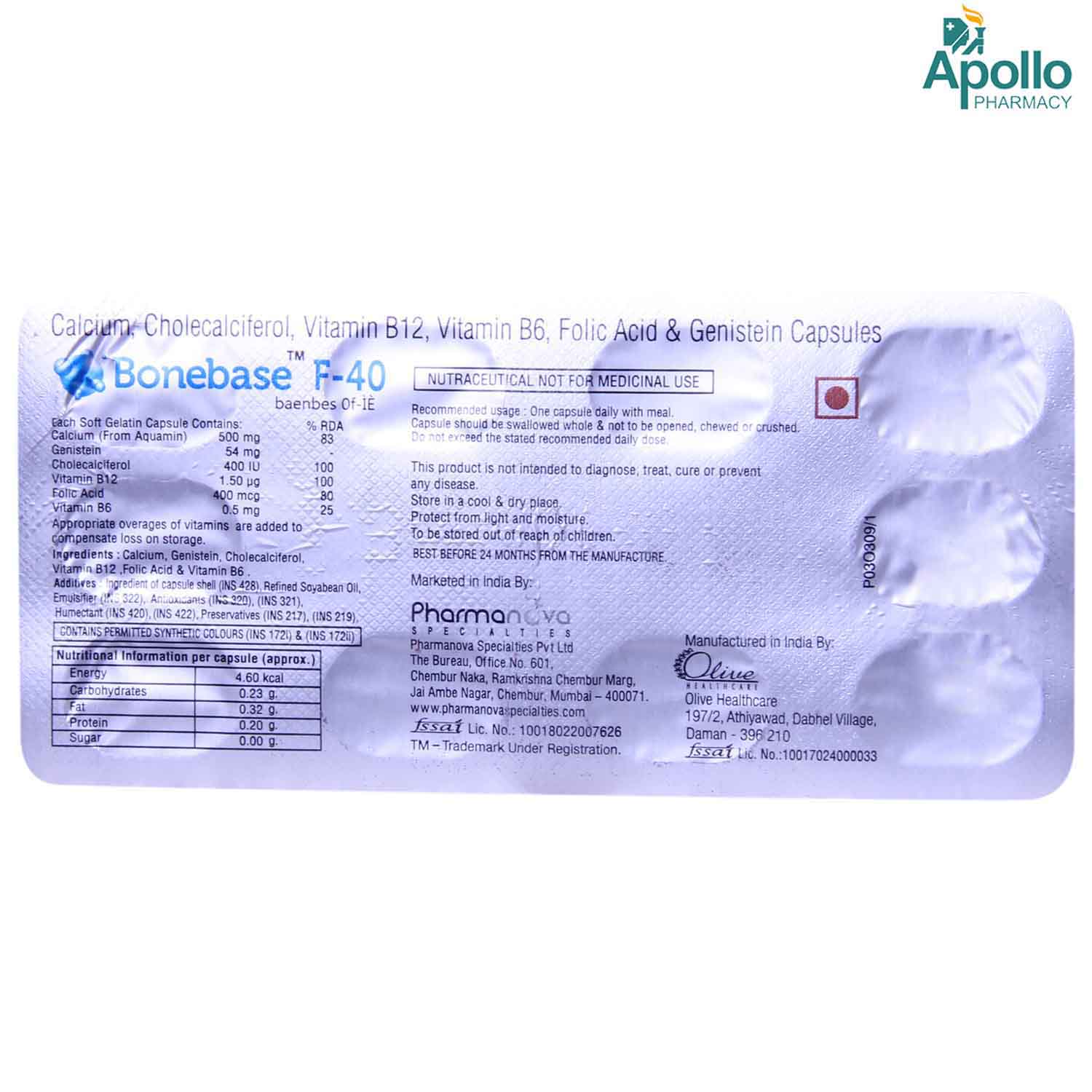 BONEBASE F 40 CAPSULE 10'S Price, Uses, Side Effects, Composition ...