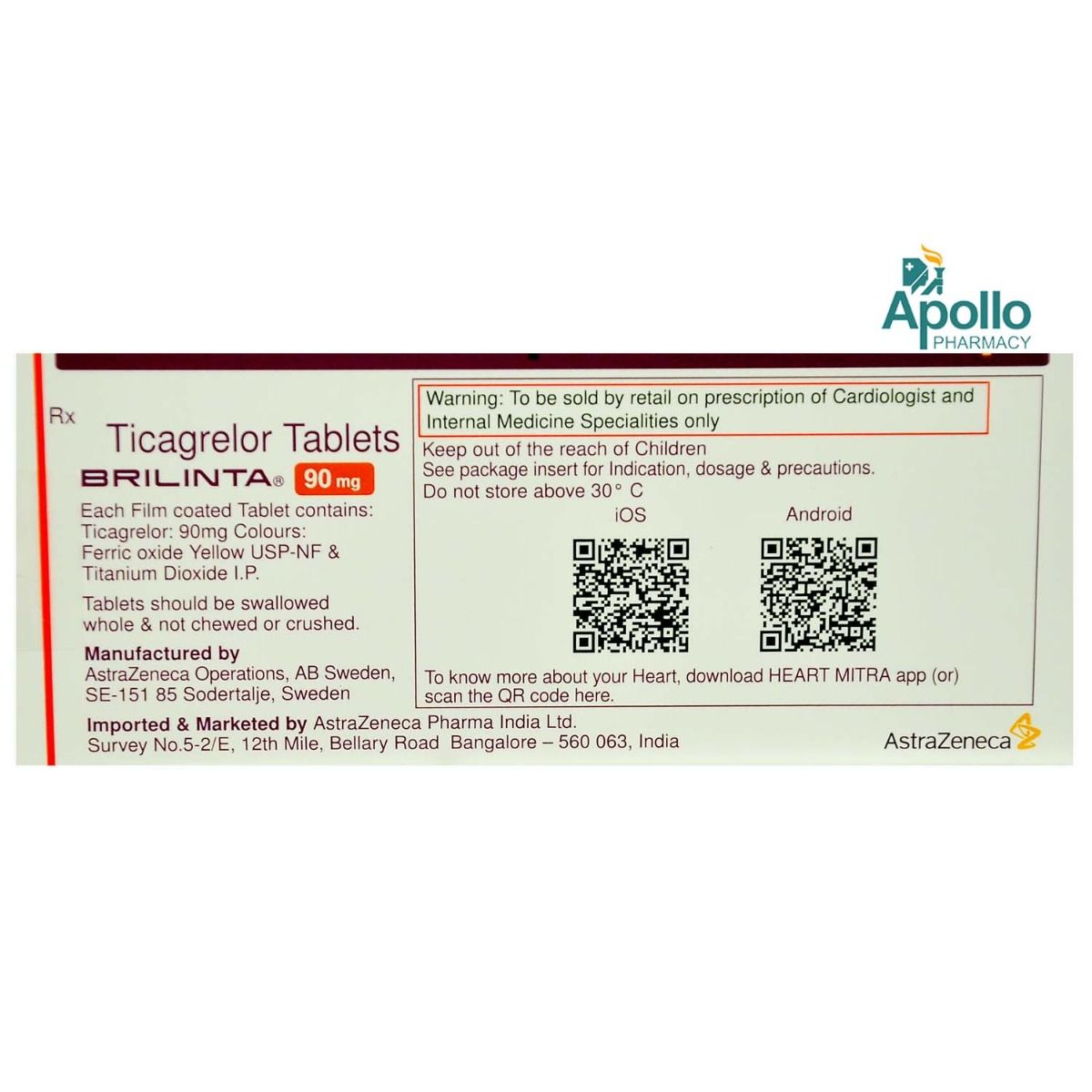 Brilinta 90 mg Tablet 14's Price, Uses, Side Effects, Composition ...