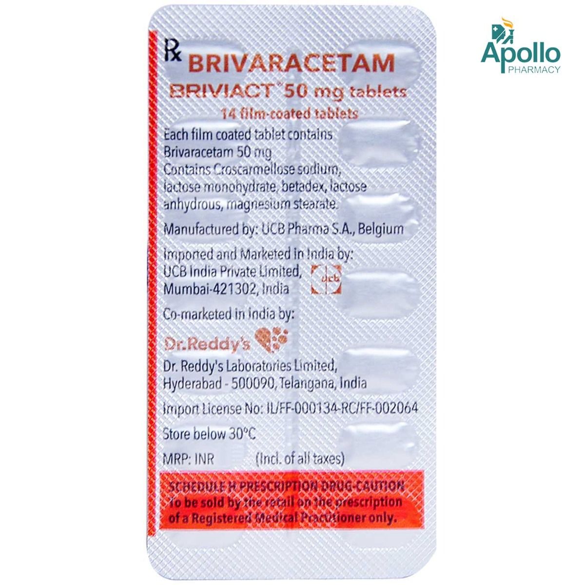 Briviact 50 mg Tablet 14's Price, Uses, Side Effects, Composition ...