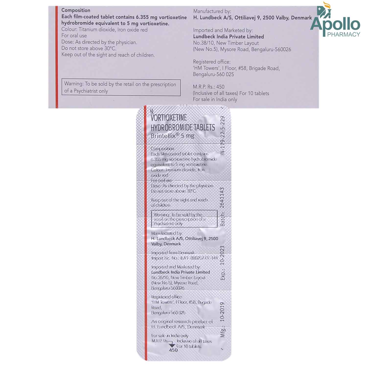 Brintellix 5 mg Tablet 10's Price, Uses, Side Effects, Composition ...