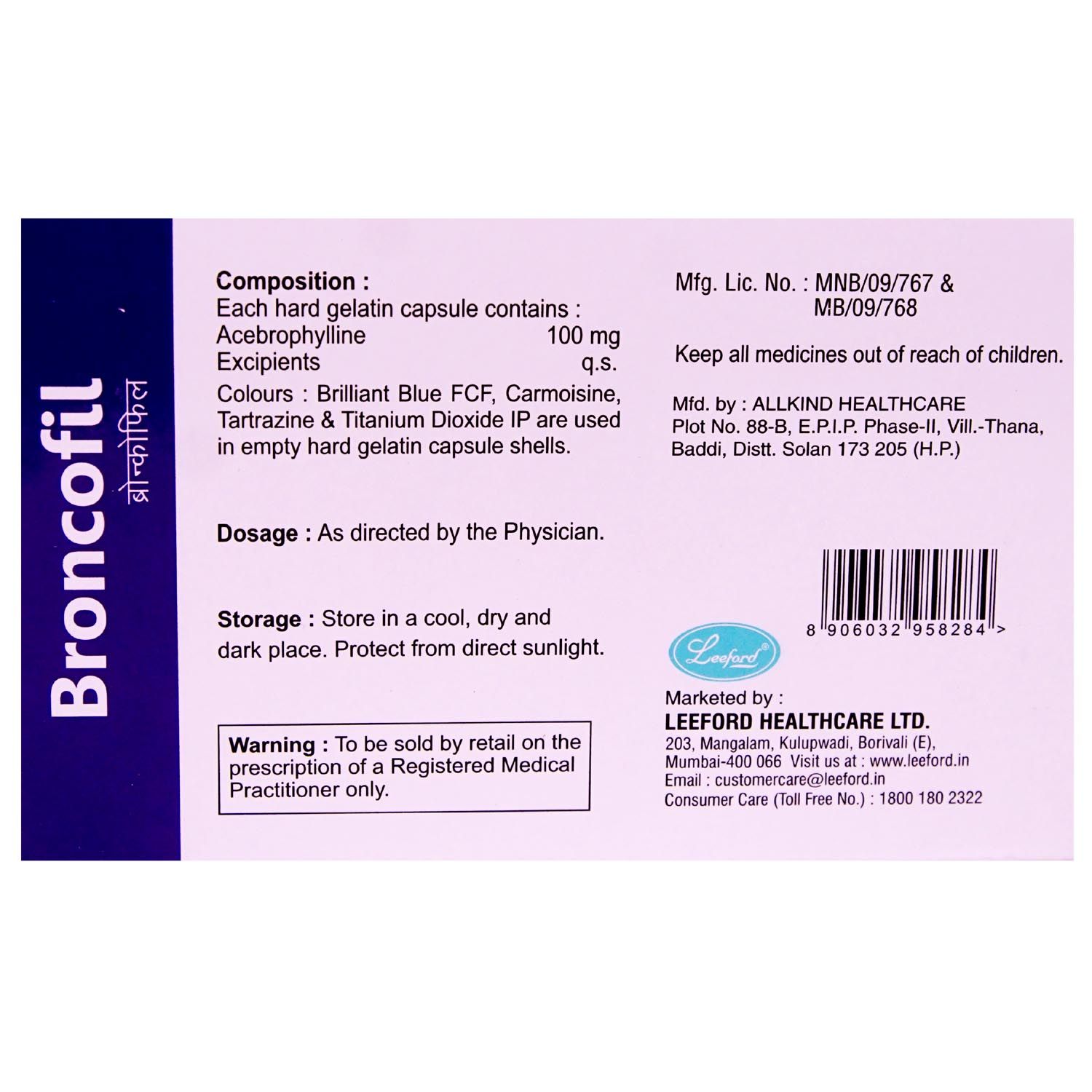 Broncofil Capsule 10's Price, Uses, Side Effects, Composition - Apollo ...