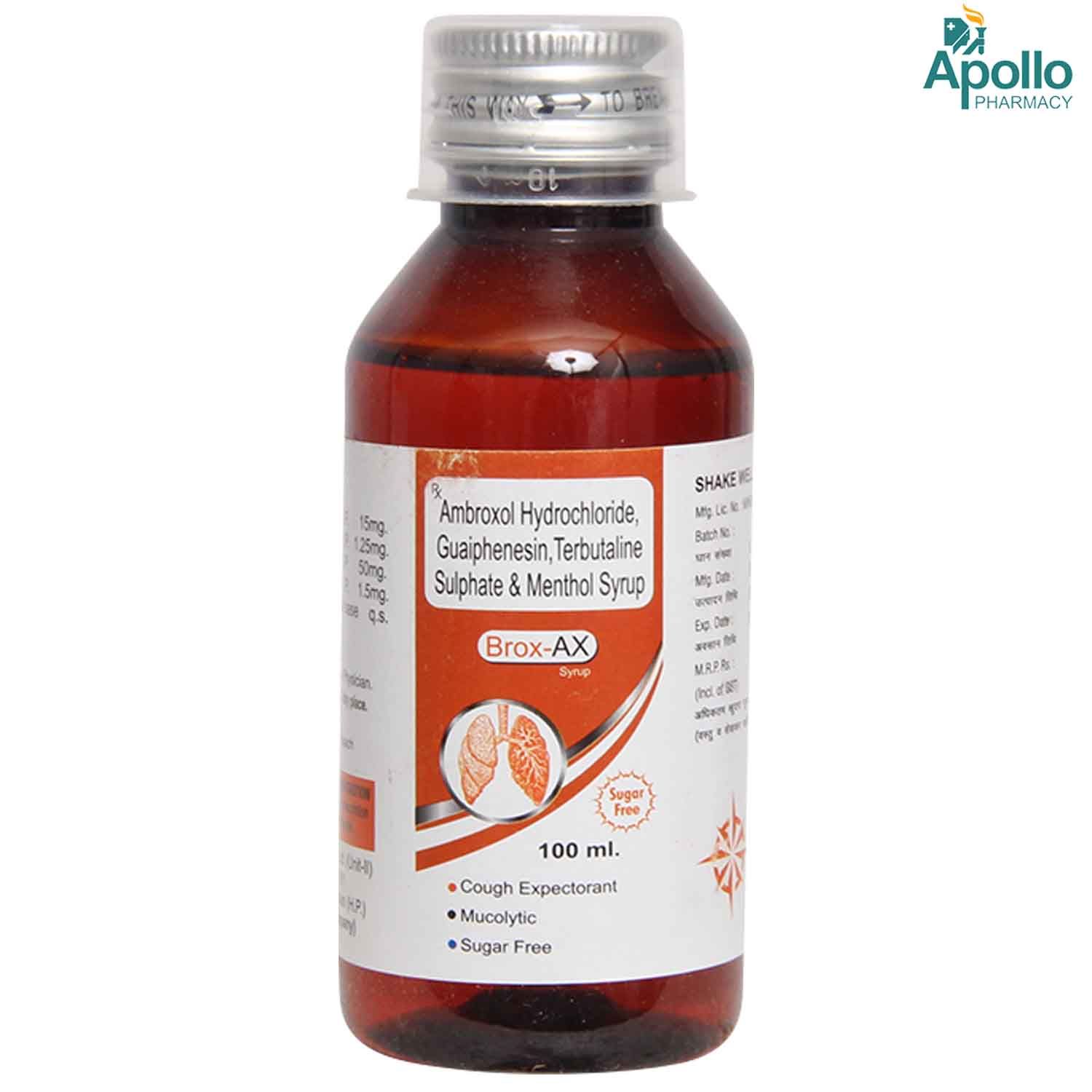 Brox Ax Sugar Free Syrup 100 ml Price, Uses, Side Effects, Composition ...