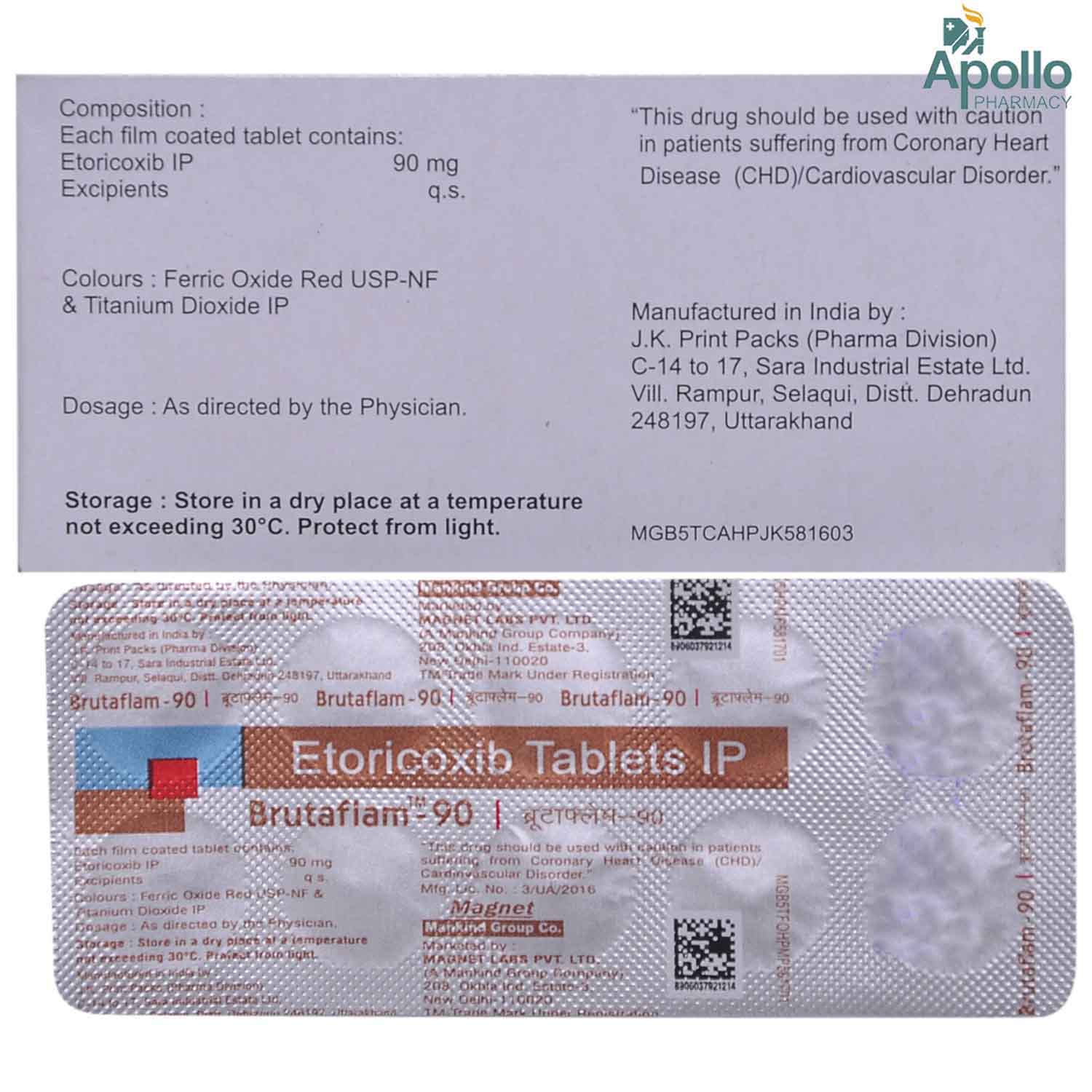 Brutaflam 90 Tablet 10's Price, Uses, Side Effects, Composition ...