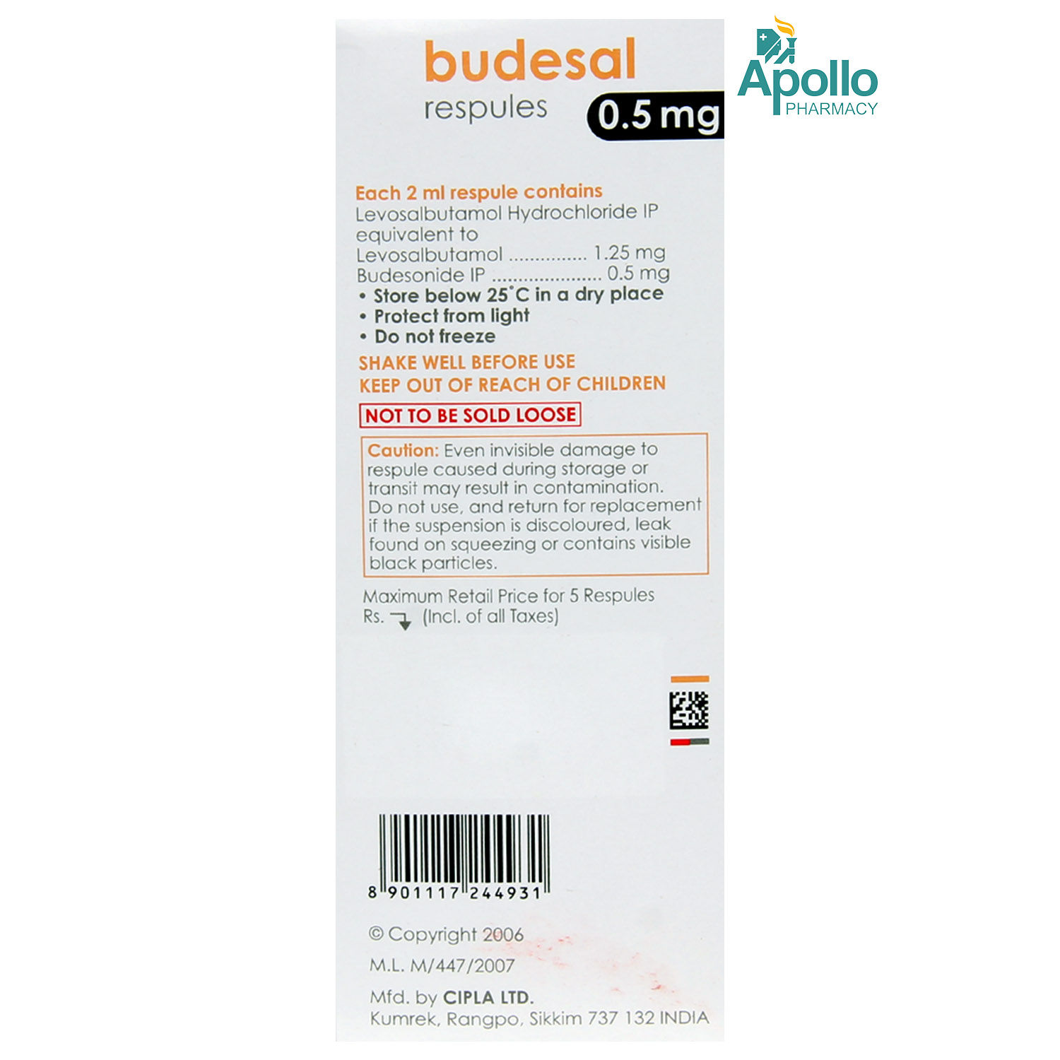 BUDESAL 0.5MG RESPULES Price, Uses, Side Effects, Composition - Apollo ...