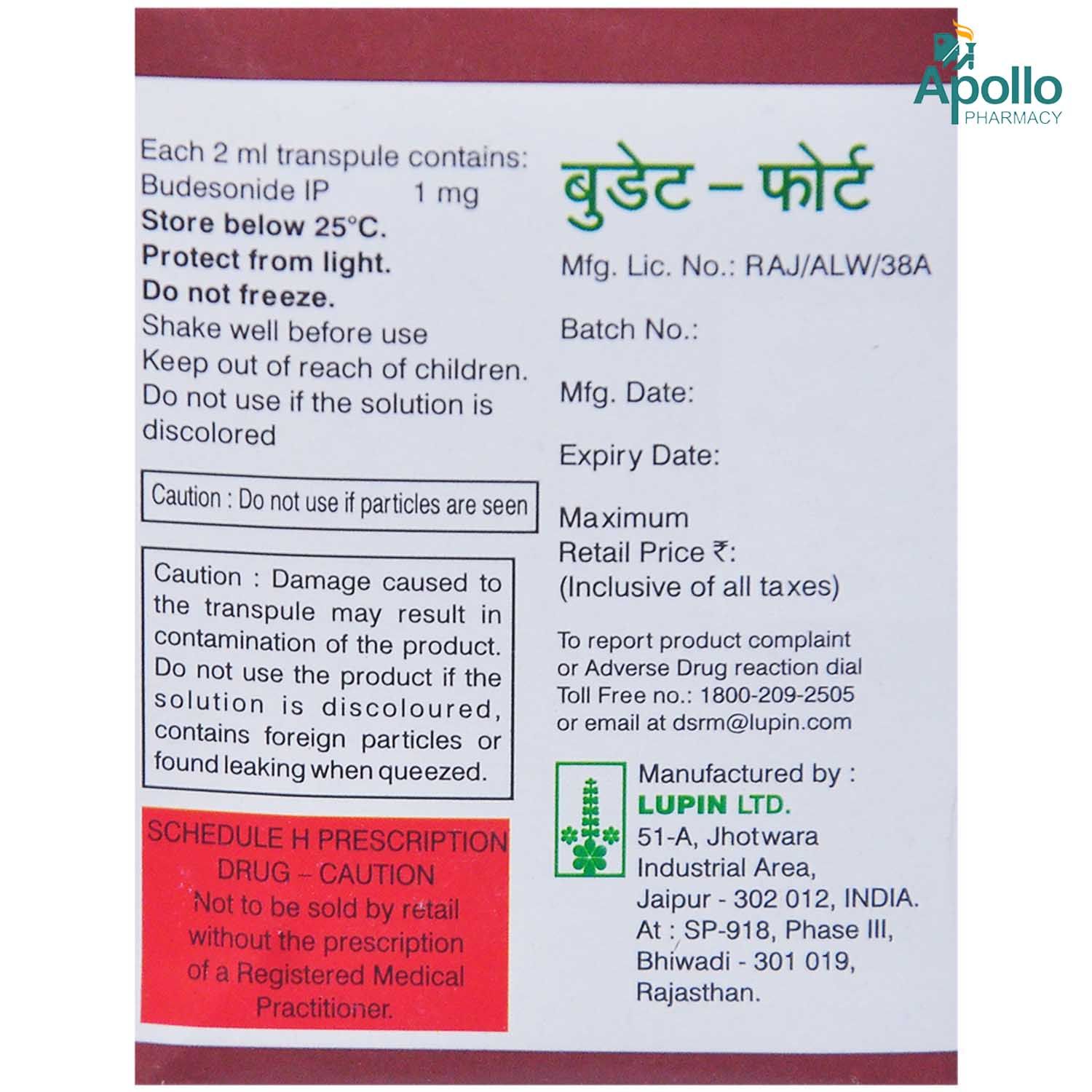 Budate Forte Transpules 7X2 ml Price, Uses, Side Effects, Composition ...