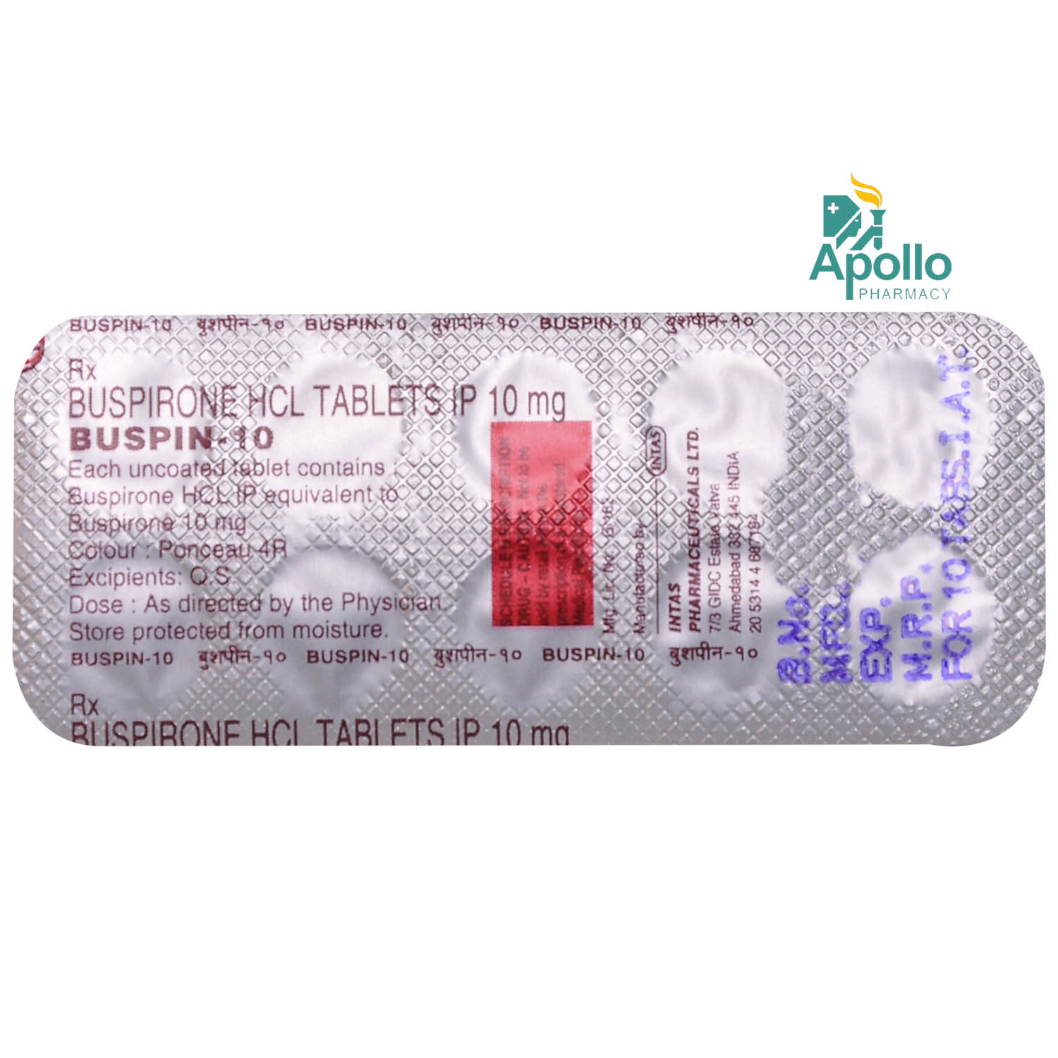 Buspin-10 Tablet 10's Price, Uses, Side Effects, Composition - Apollo ...