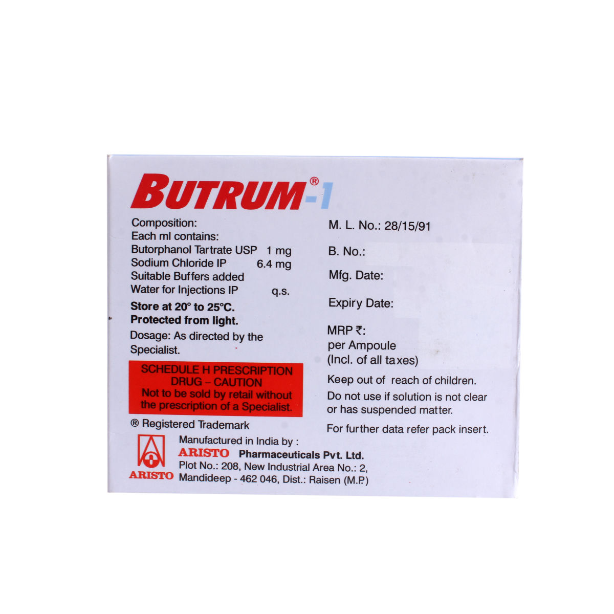 Butrum 1mg Injection 1ml Price, Uses, Side Effects, Composition ...