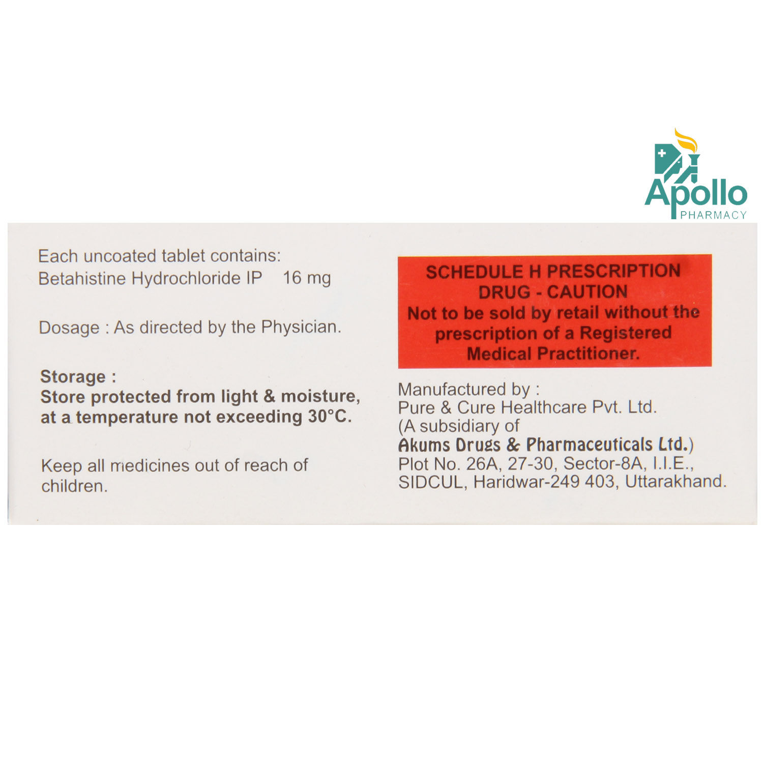 Bvert 16 Tablet 10's Price, Uses, Side Effects, Composition - Apollo ...