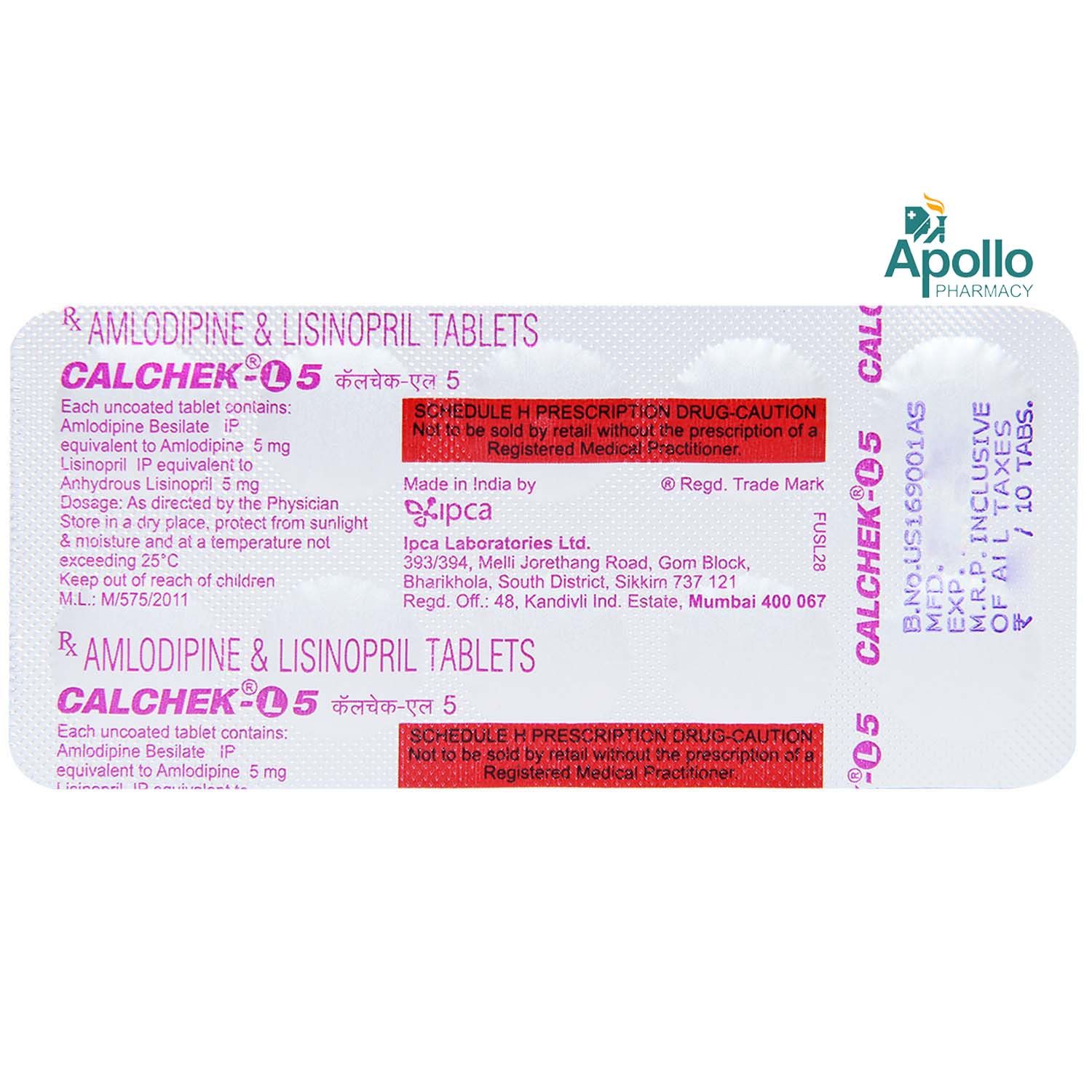 Calchek L 5 Tablet 10's Price, Uses, Side Effects, Composition - Apollo ...