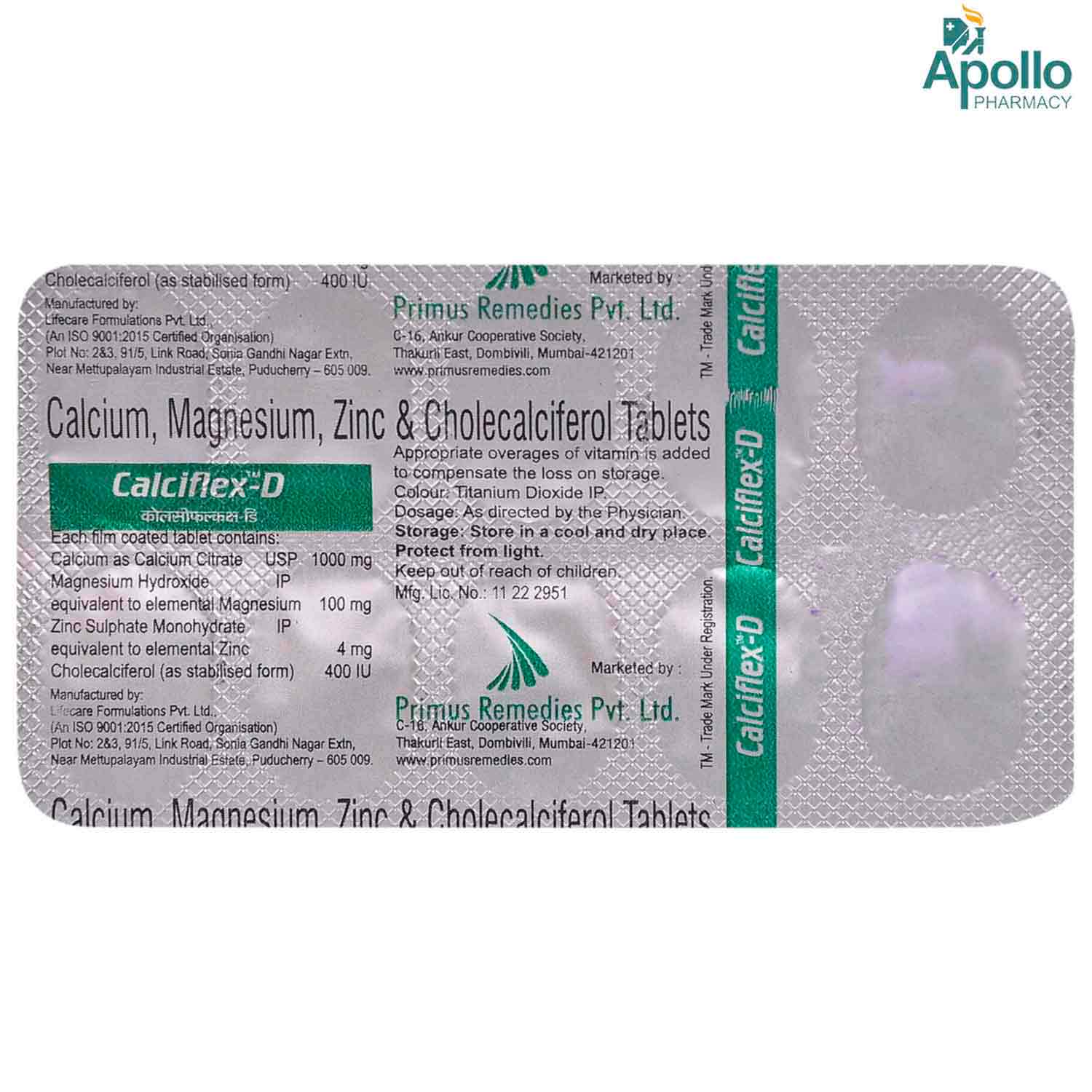 Calciflex D Tablet 10's Price, Uses, Side Effects, Composition - Apollo ...