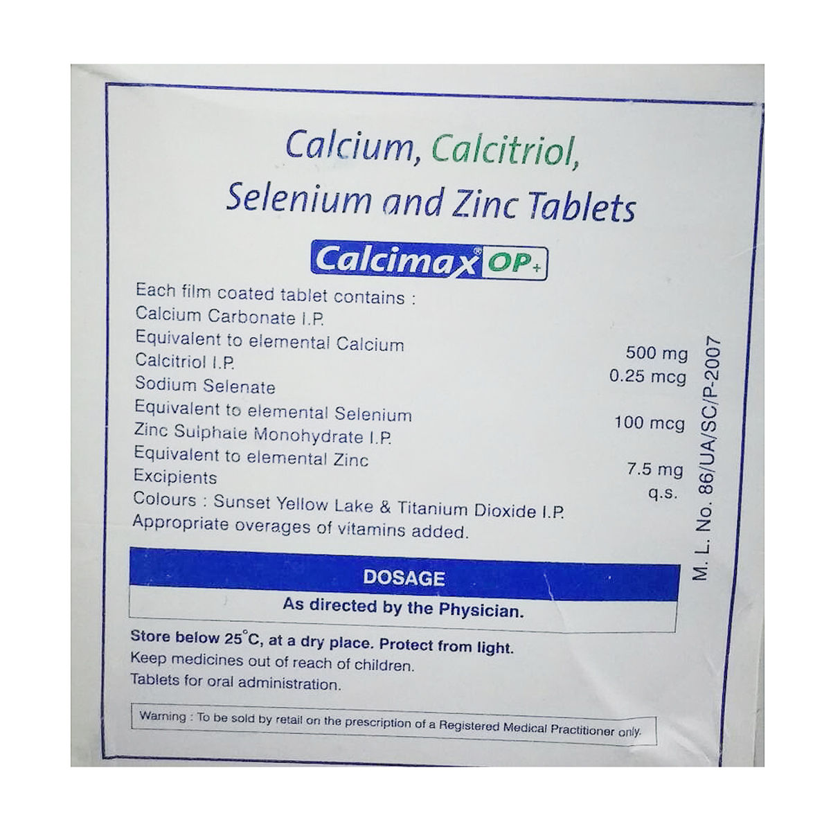 Calcimax OP Plus Tablet 15's Price, Uses, Side Effects, Composition ...