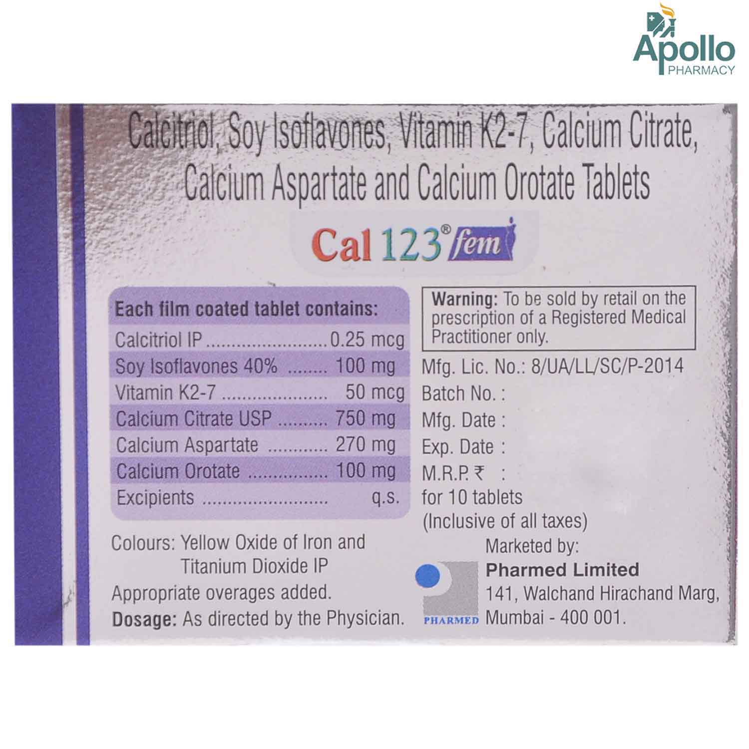 CAL 123 FEM TABLET Price, Uses, Side Effects, Composition - Apollo Pharmacy