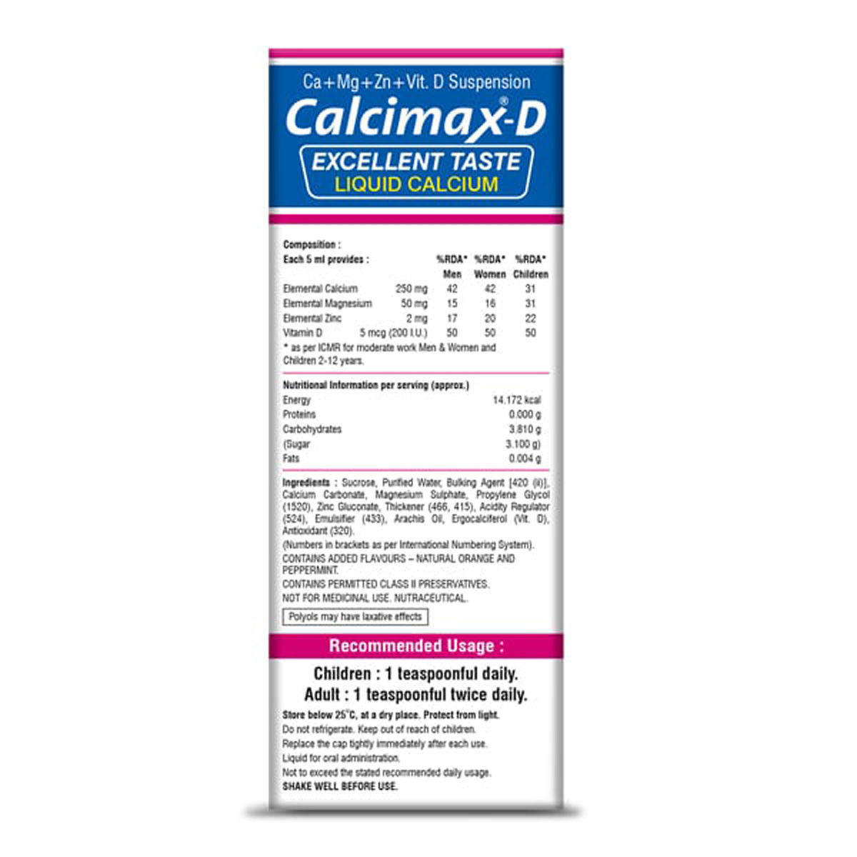 Calcimax D Suspension 200 ml Price, Uses, Side Effects, Composition ...