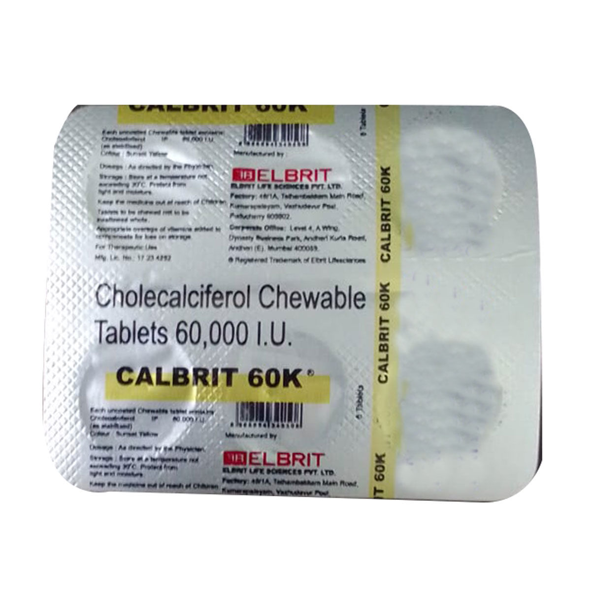 CALBRIT 60K CHEW TABLET 6'S Price, Uses, Side Effects, Composition ...