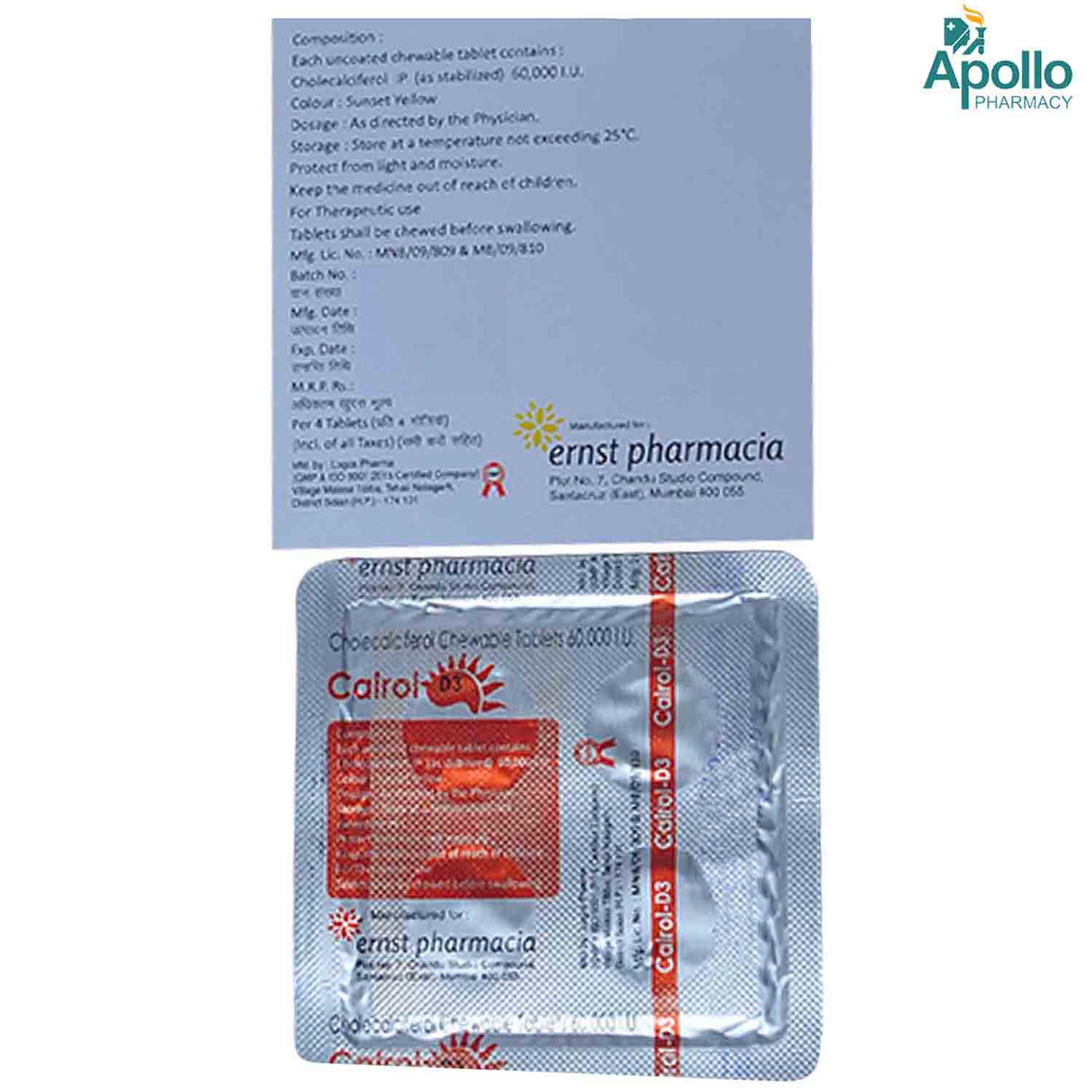 Calrol D3 60k Chew Tablet 4s Price, Uses, Side Effects, Composition ...