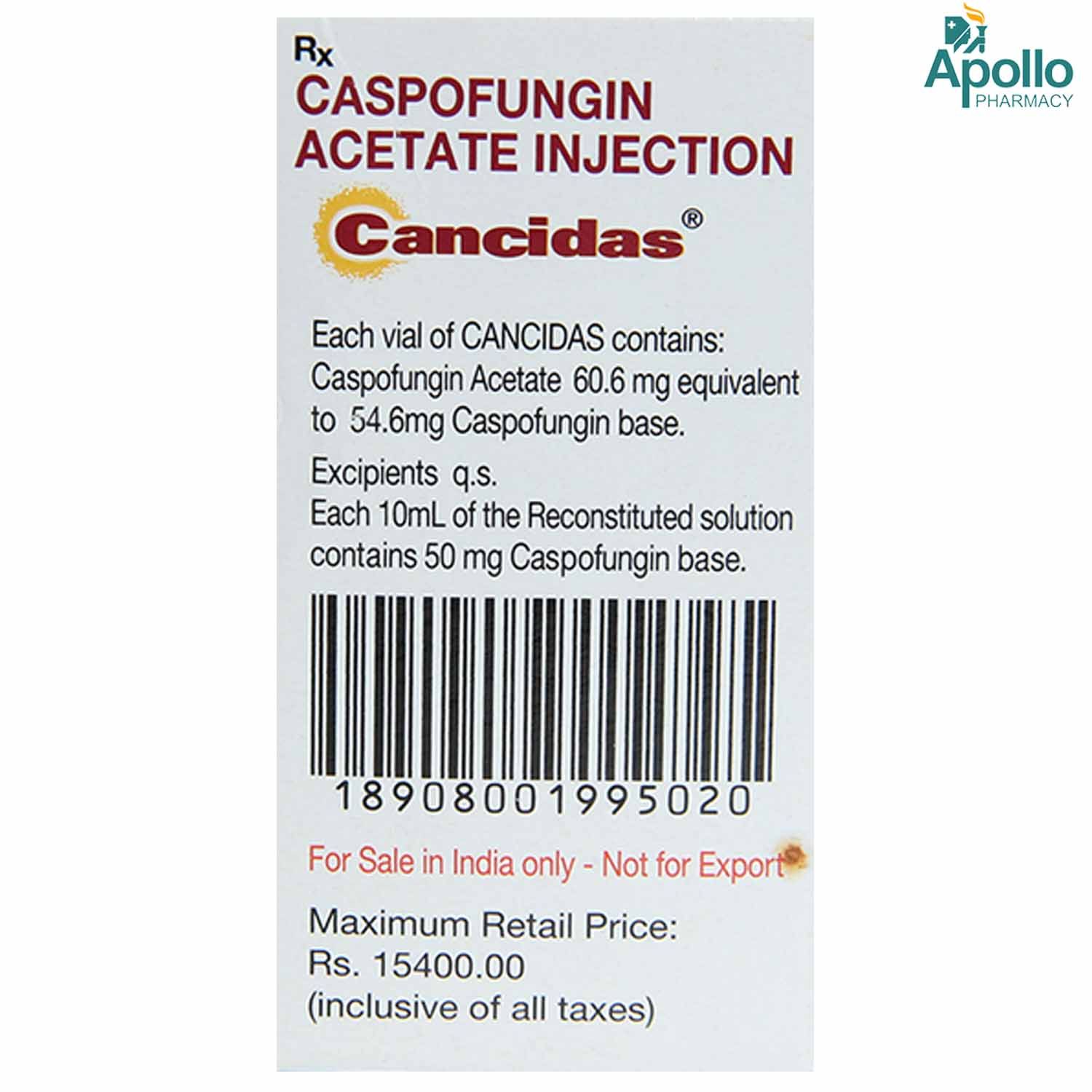 CANCIDAS 50MG INJECTION 10ML Price, Uses, Side Effects, Composition ...