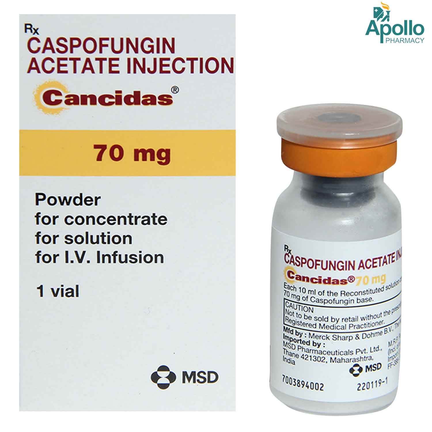 Cancidas 70 Injection 10 ml Price, Uses, Side Effects, Composition ...
