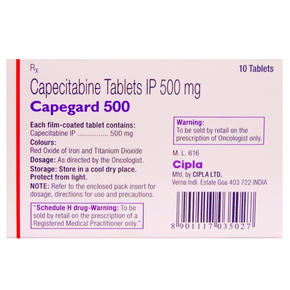 Capegard 500 Tablet 10's Price, Uses, Side Effects, Composition ...