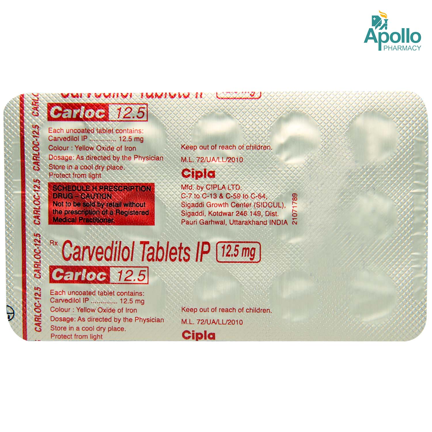 CARLOC 12.5MG TABLET Price, Uses, Side Effects, Composition - Apollo ...