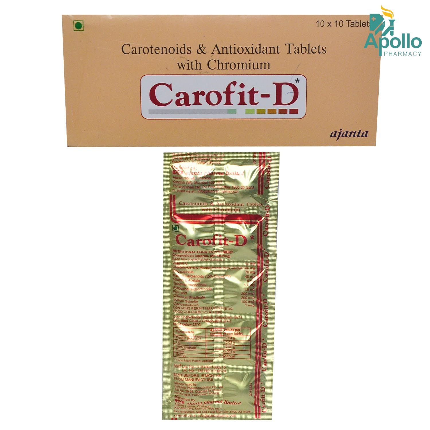 Carofit D Tablet 10's Price, Uses, Side Effects, Composition - Apollo ...