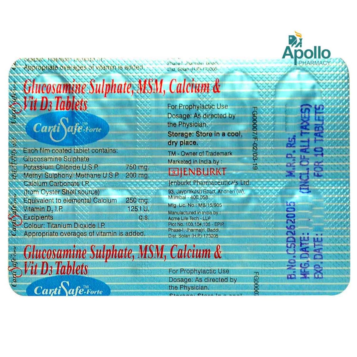 Cartisafe Forte Tablet 10's Price, Uses, Side Effects, Composition ...